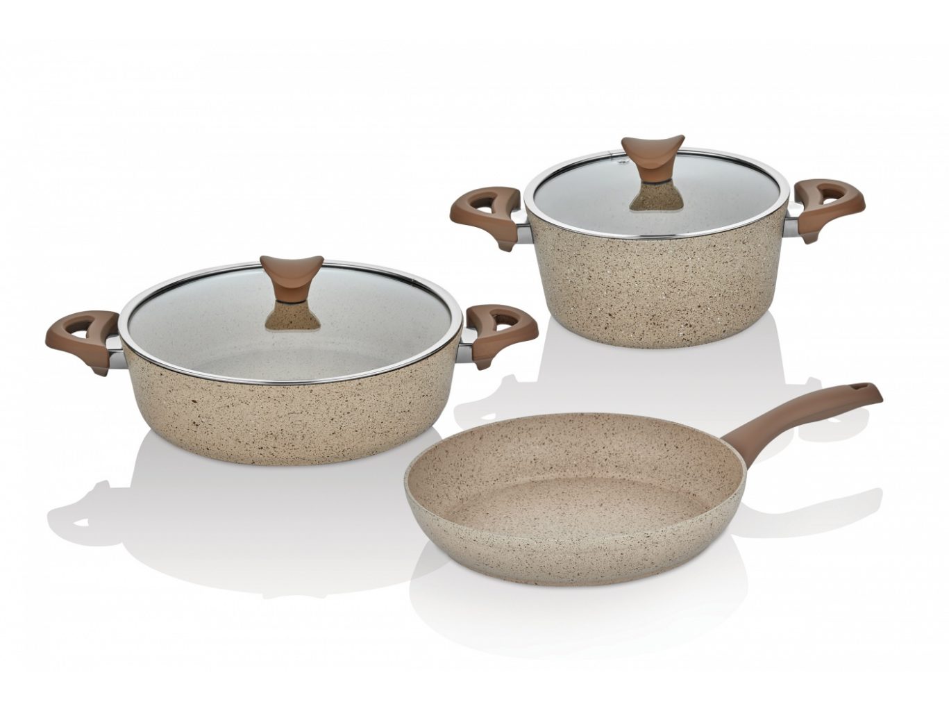 TAC-3720 // REVO CAPPUCİNO 5 PARÇA GRANİT TENCERE TAKIMI – Renoir Home